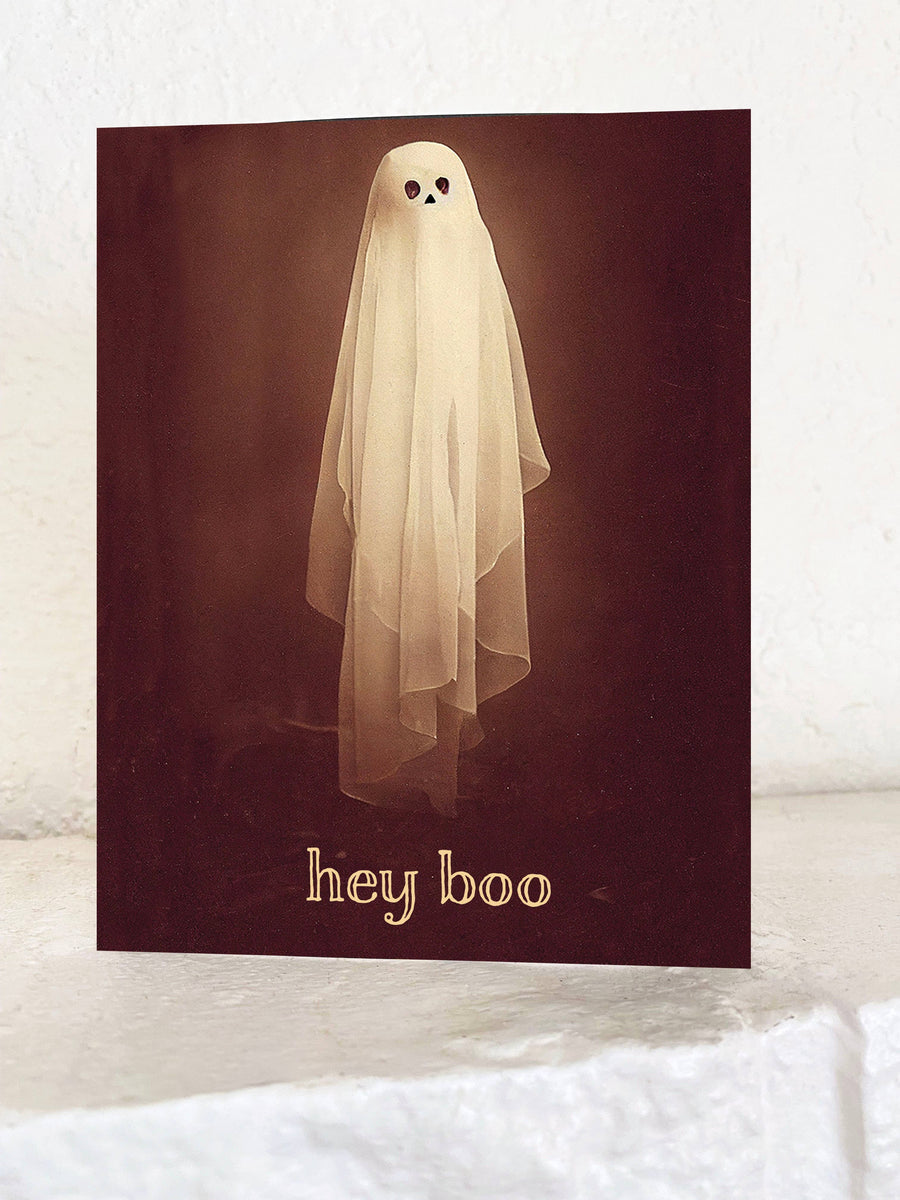 Hey Boo Card - Cute Ghost Greeting Card - Love Friendship – Woody's ...