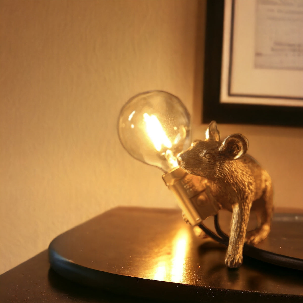 Gold Plated Mouse Resin Night Light, lying down – Woody's Mercantile